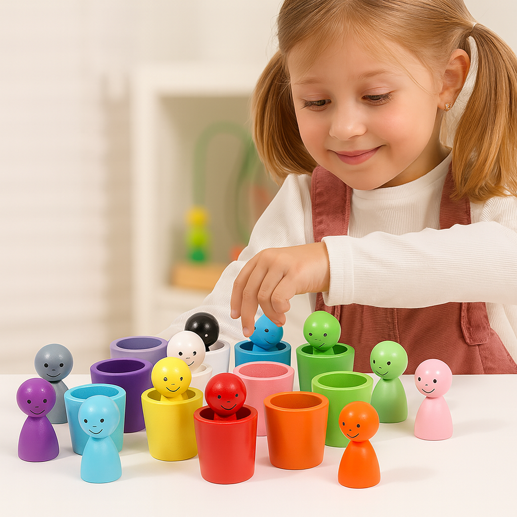 SortaRainbow Wooden Sorting Cups – Cuddleberry